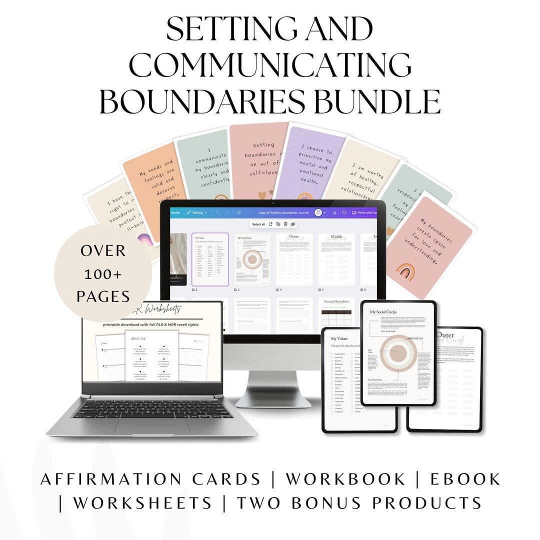 Setting and Communicating Boundaries Bundle, Canva Templates, Quotes ...