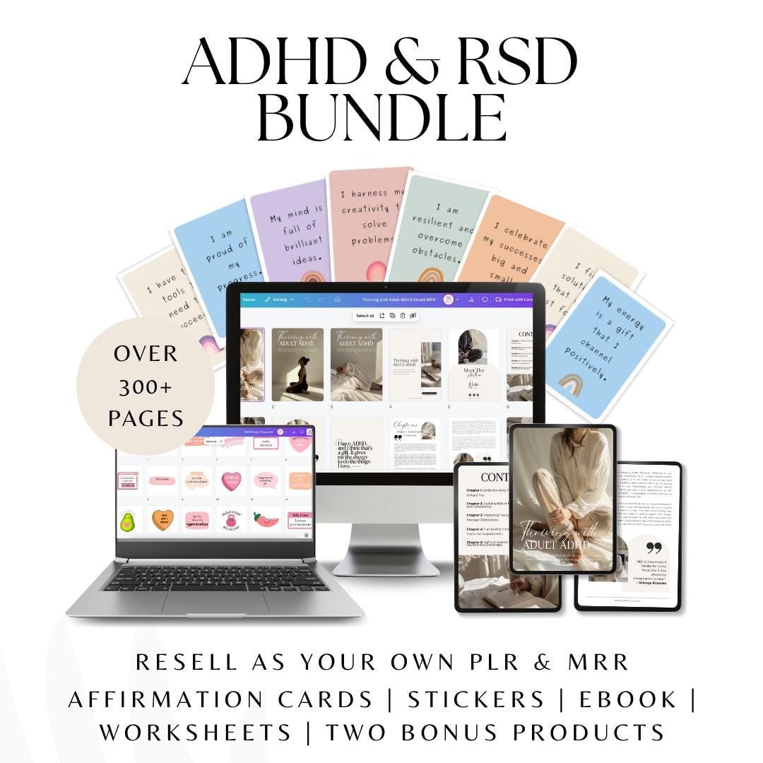 ADHD & RSD Bundle, Canva Template, Attention Deficit, Resell Rights ...