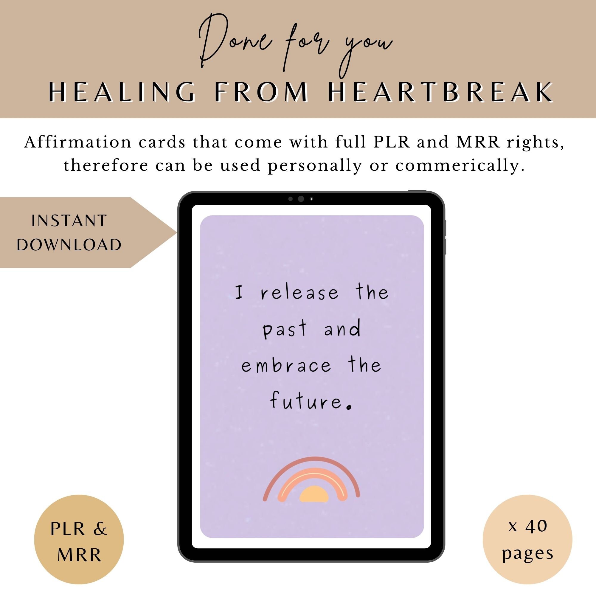 Healing From Heartbreak Affirmation Cards PLR, Self Love, Self Esteem ...