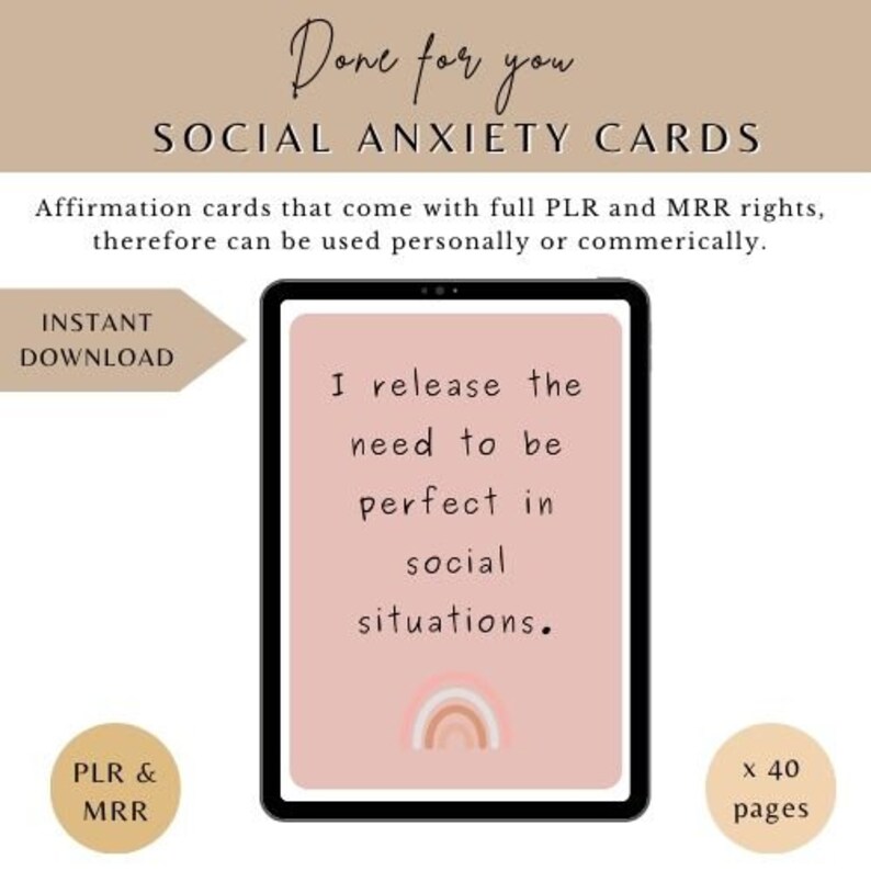 Social Anxiety Affirmation Cards, Self Esteem, Positive Quote Flash ...