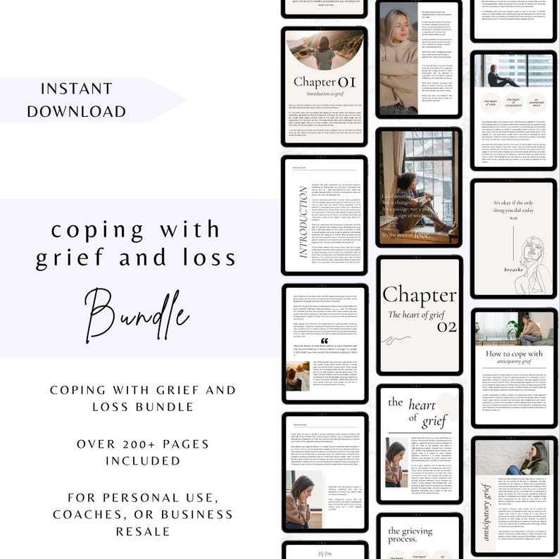 Coping With Grief and Loss Bundle, Canva Templates, Inspirational ...