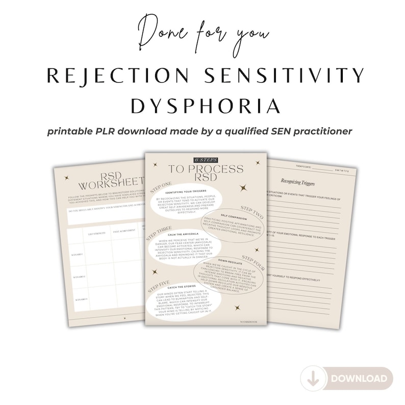 Processing RSD (rejection Sensitivity Dysphoria) Worksheets, Full PLR ...