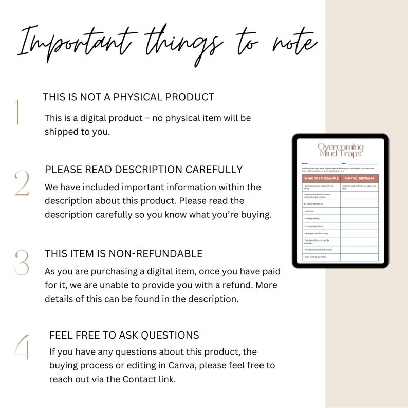 Overcoming Mental Traps Worksheet, Self Love Plr, Self Esteem, Social ...