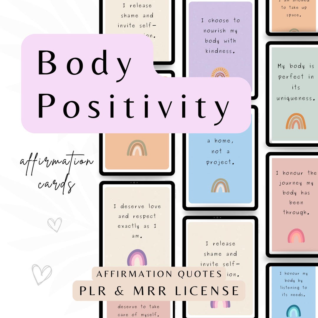 Body Positivity Affirmation Cards: Canva Template (PLR) - Etsy