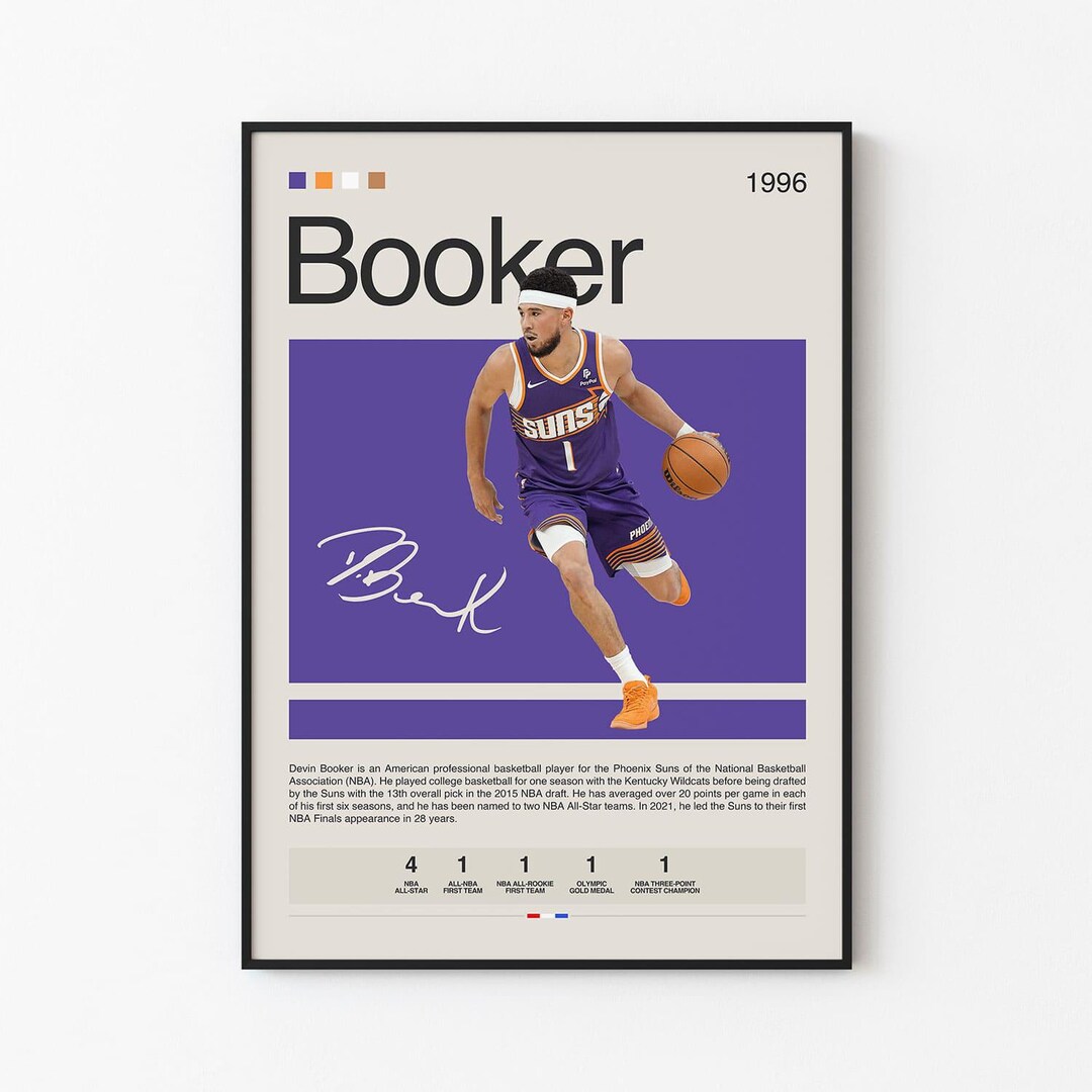 Devin Booker Poster, Phoenix Suns Poster, NBA Poster, Sports Poster ...