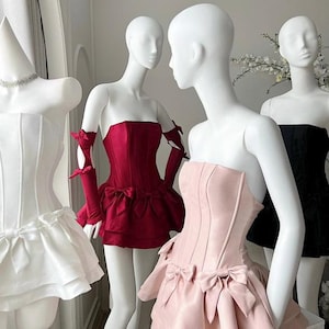 Red Layered Mini Dress With Ribbons - Etsy