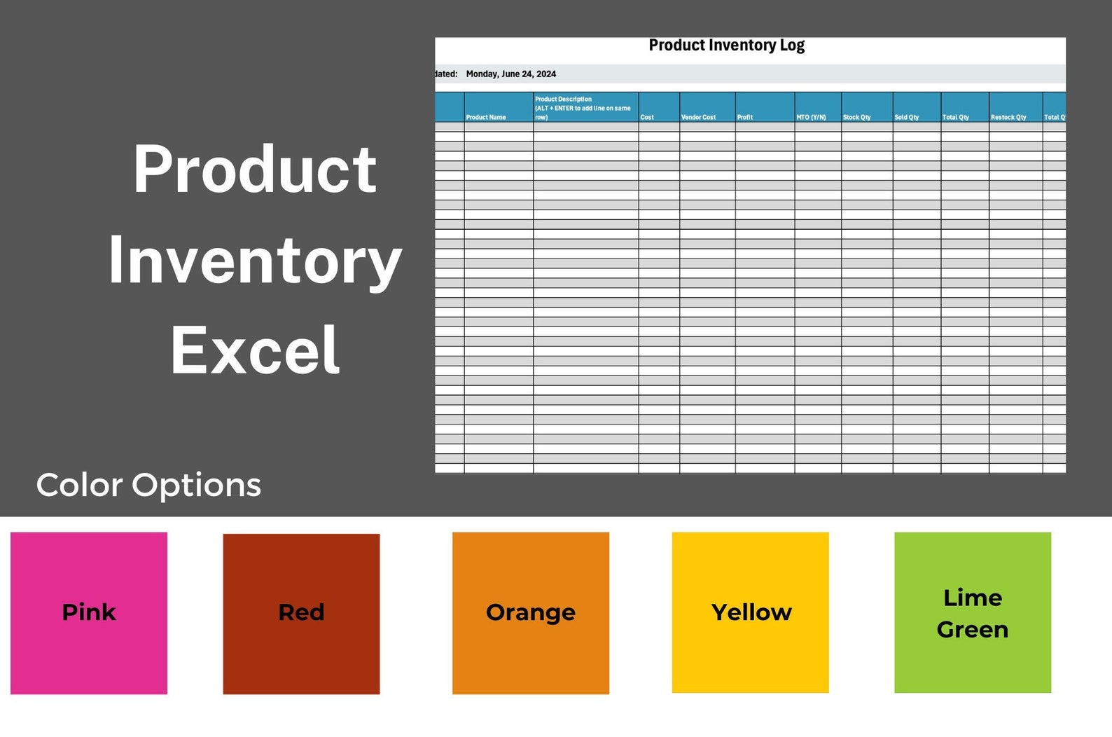 Product Inventory Management Form, Inventory Sheet, Small Business ...