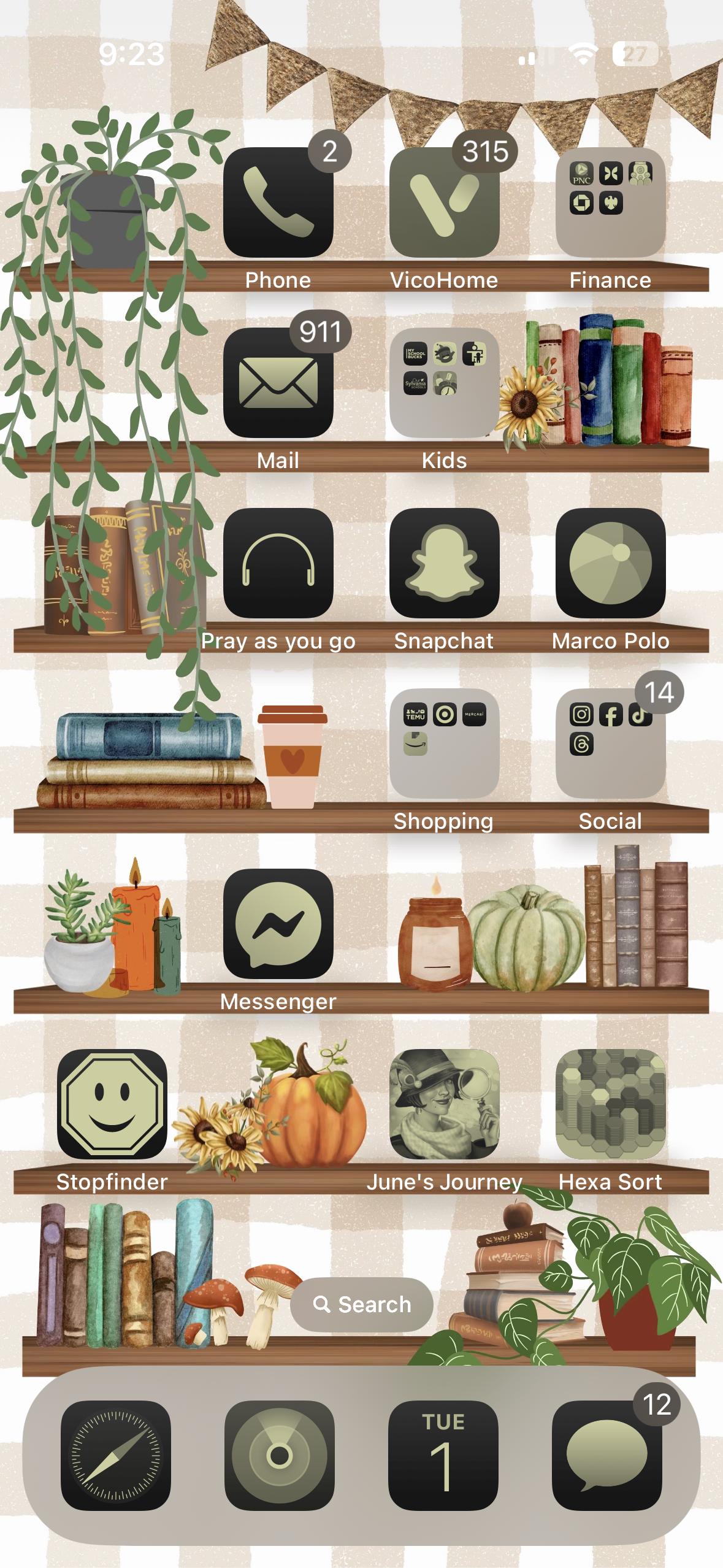 Fall Bookshelf Wallpaper for iPhone Ios 18 *digital Download* - Etsy