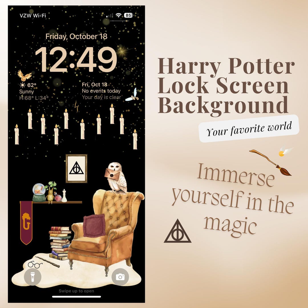 Harry Potter Lock Screen Wallpaper for iPhone Ios 18 *digital Download ...