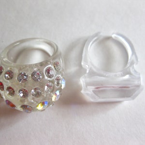 Clear Lucite Ring Lot Rhinestone Dome Square Size 6 Vintage - Etsy