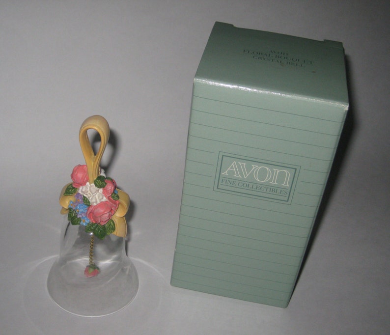 Avon Glass Crystal Bell Old Stock Original Box 1989 Floral - Etsy