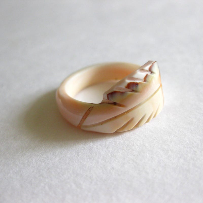 Carved Shell Ring - Etsy