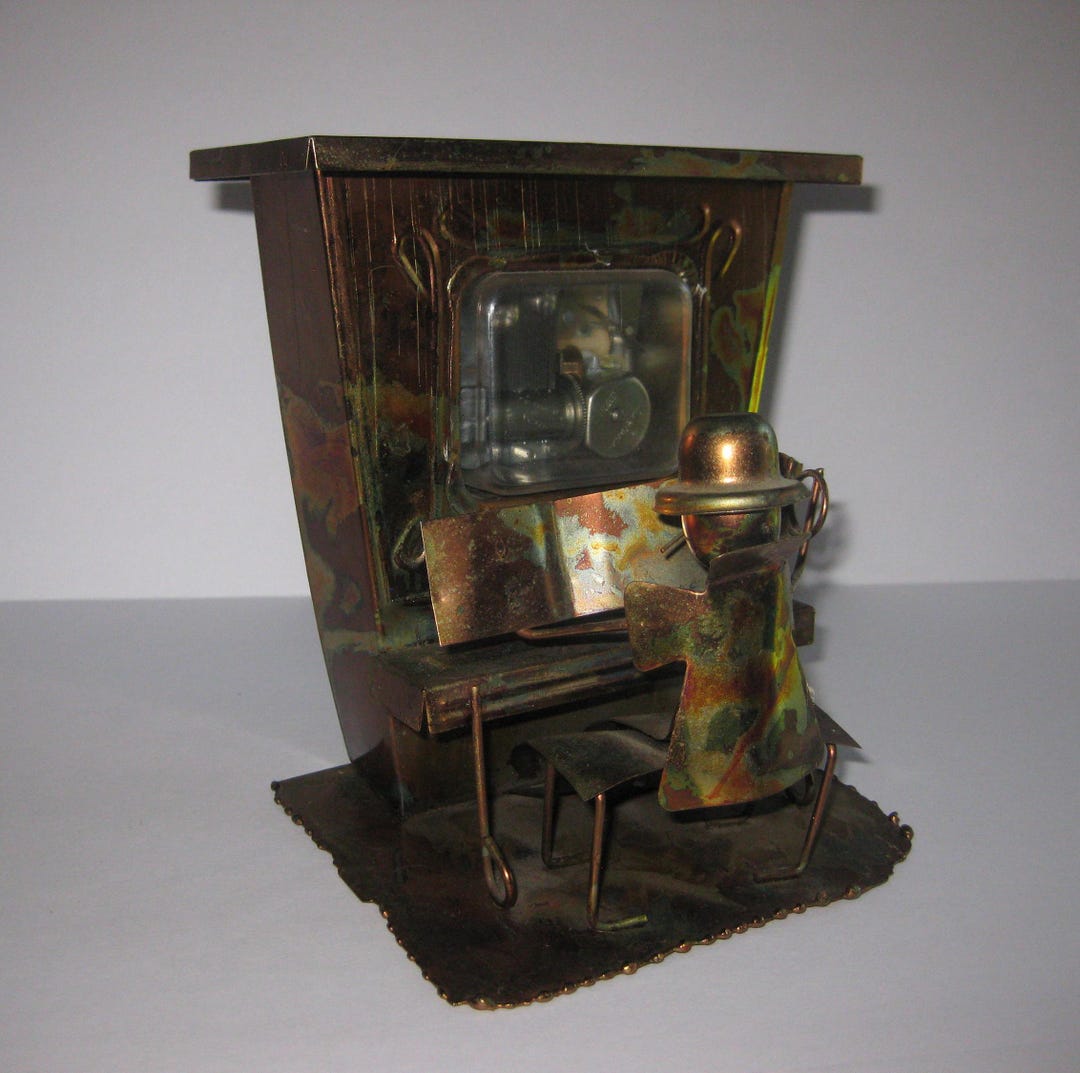 Music Box Metal Man Playing Piano the Sting Vintage - Etsy