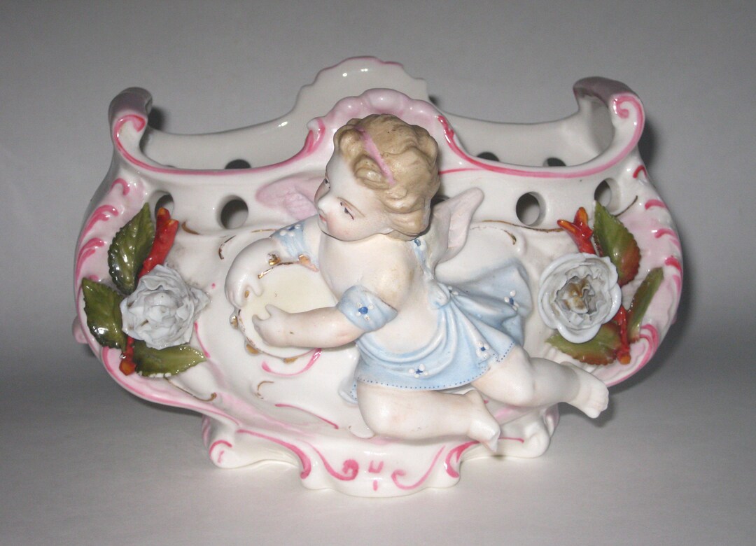 Cherub Planter Flower Frog Capodimonte Style Vintage - Etsy
