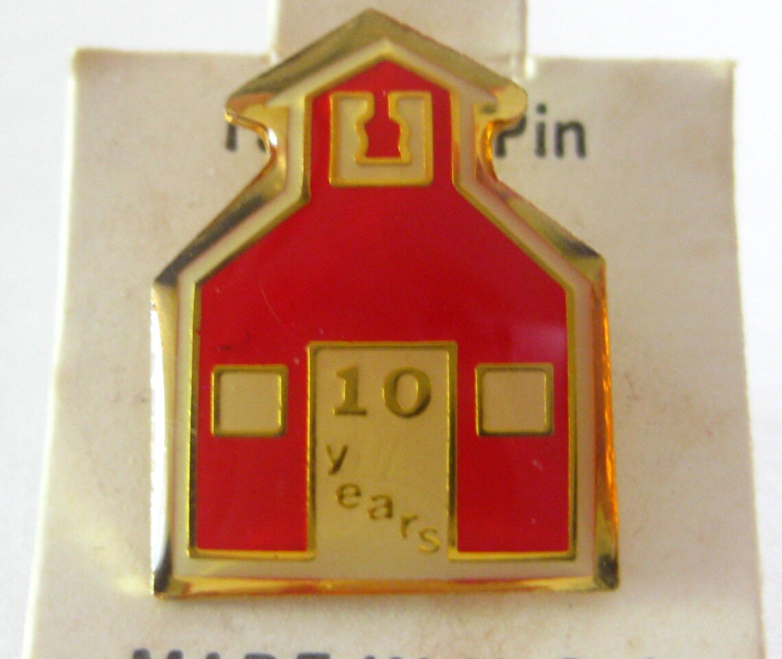 School House 10 Years Pin Pinback Tack Red Old Stock - Etsy