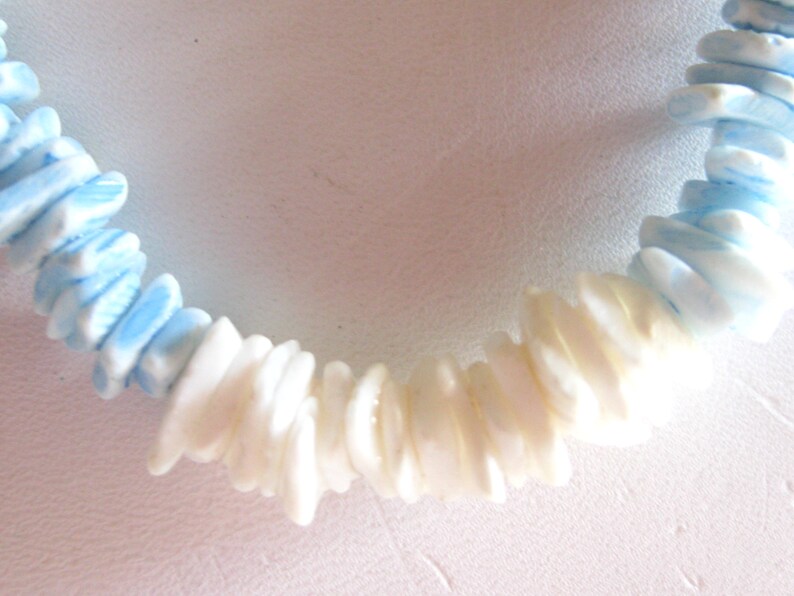 Light Blue Puca Shell Necklace Silver Celluloid Clip Earrings - Etsy