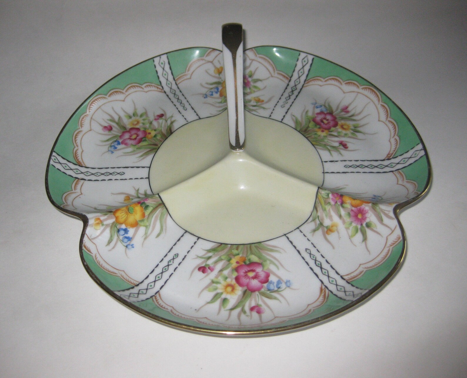 Porcelain Relish Dish with Handle 3 Part M Japan Handpainted | Etsy