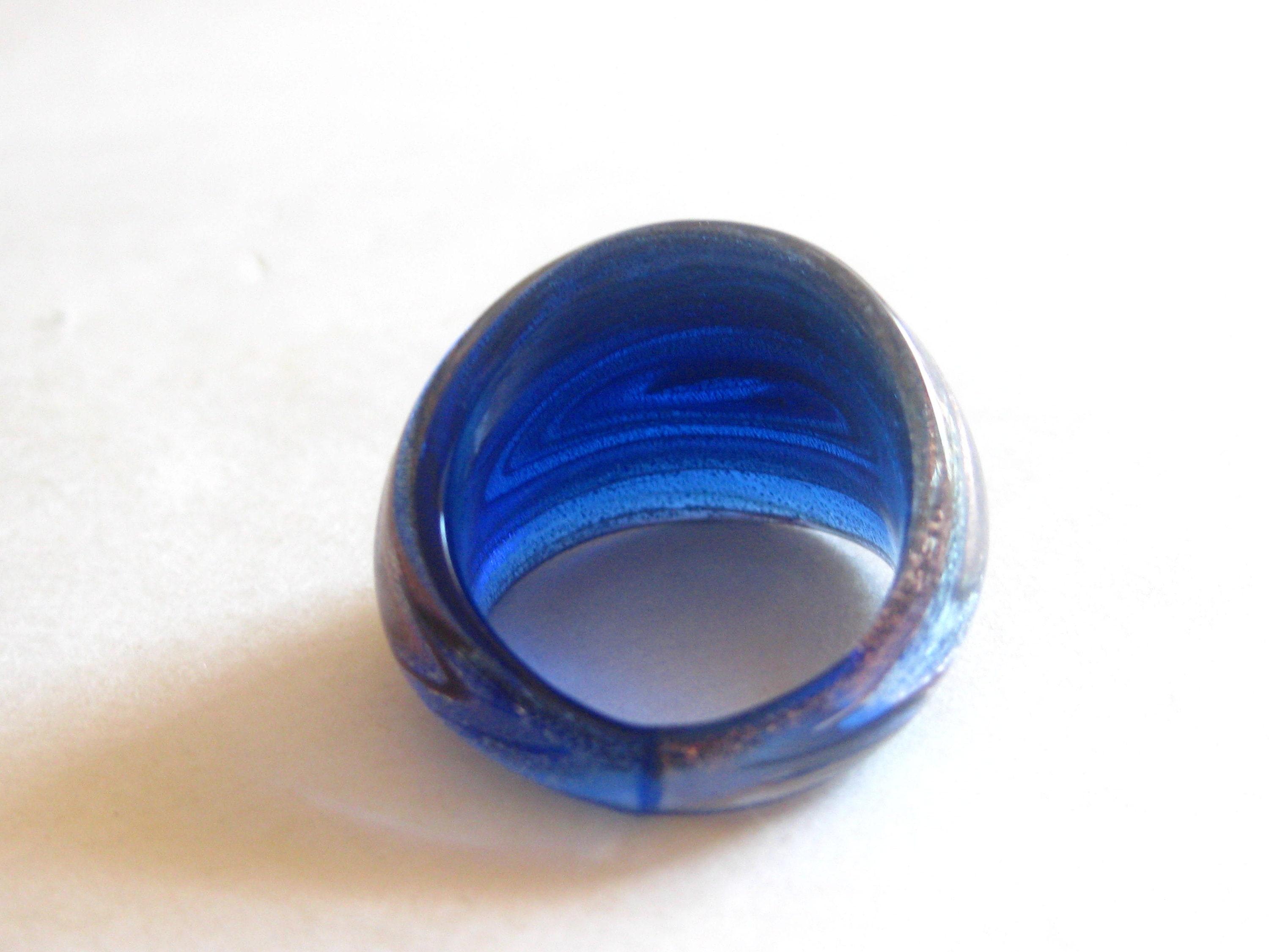 Domed Blue Murano Ring Size 7 Glitter Swirl Vintage - Etsy