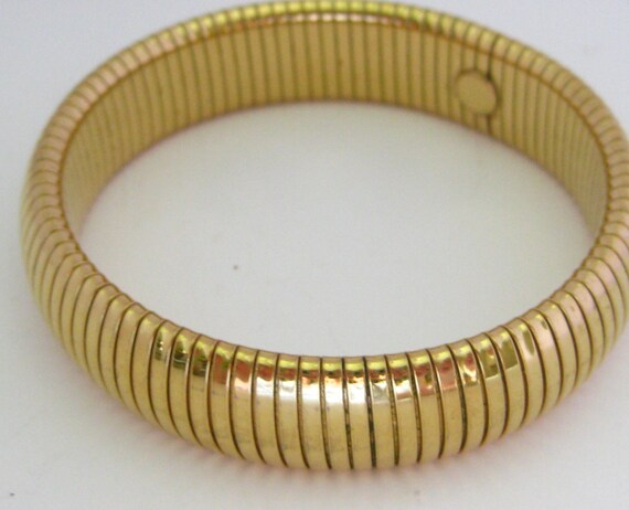 Bracelet Stretch Gold Tone Coil Metal Vintage - Gem