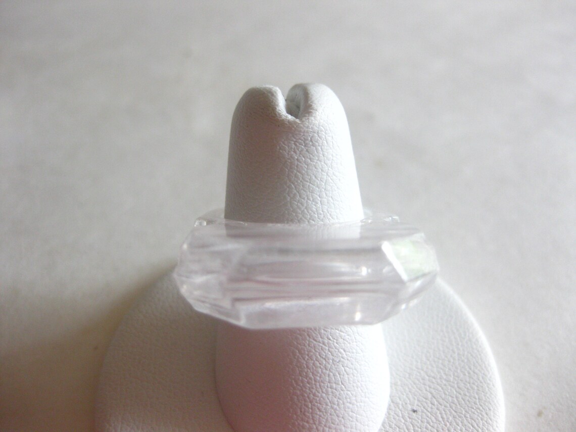 Clear Lucite Ring Lot Rhinestone Dome Square Size 6 Vintage | Etsy