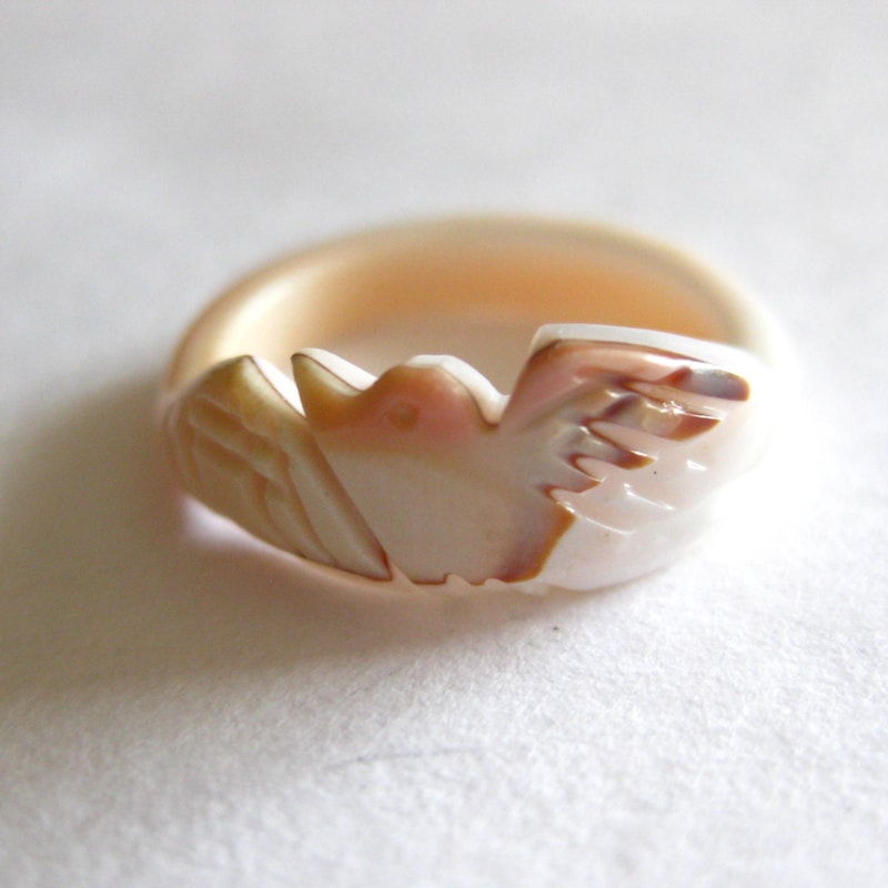Carved Shell Ring - Etsy