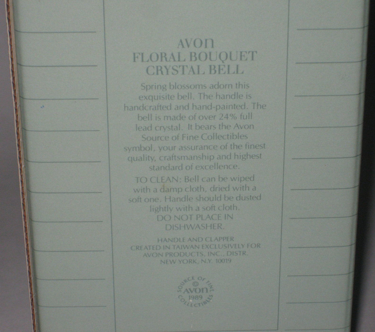 Avon Glass Crystal Bell Old Stock Original Box 1989 Floral Bouquet ...