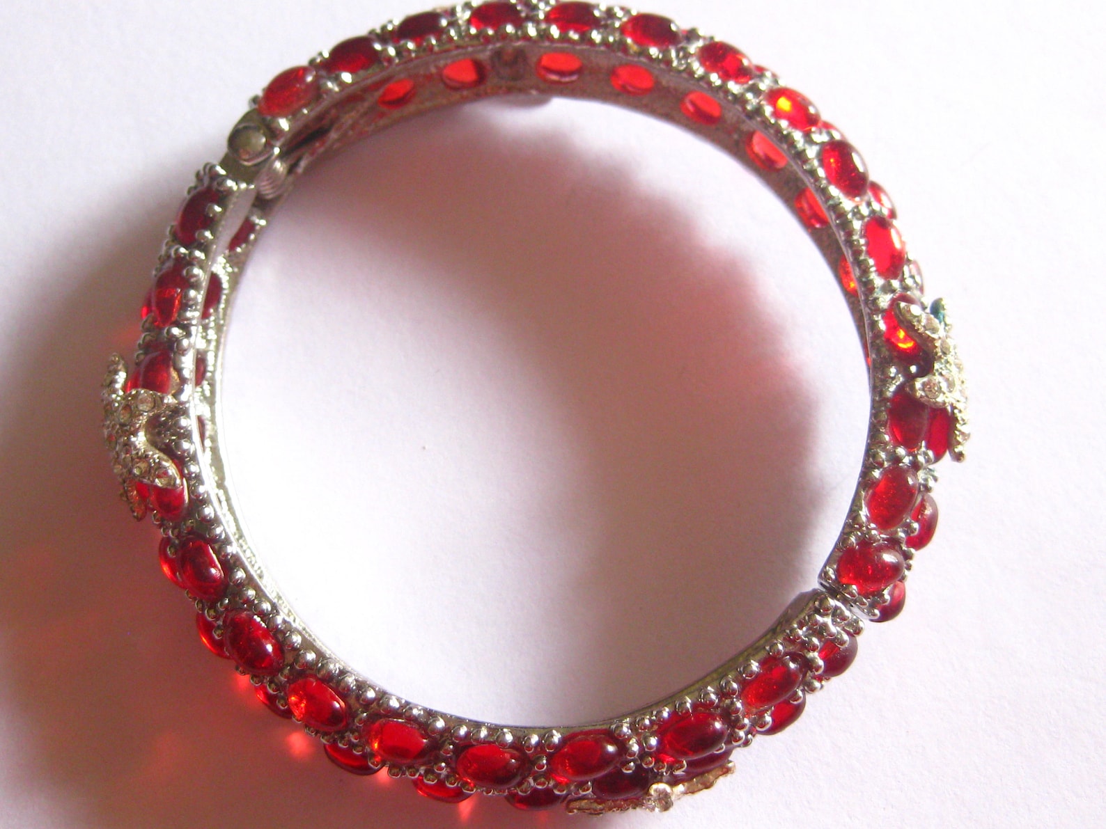 Starfish Ruby Red Rhinestone Jeweled Clamper Bangle Bracelet - Etsy