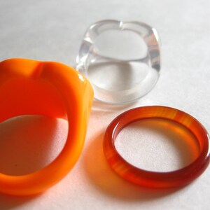 Ring Rings Lucite Orange Clear Heart Lot 3 Piece - Etsy
