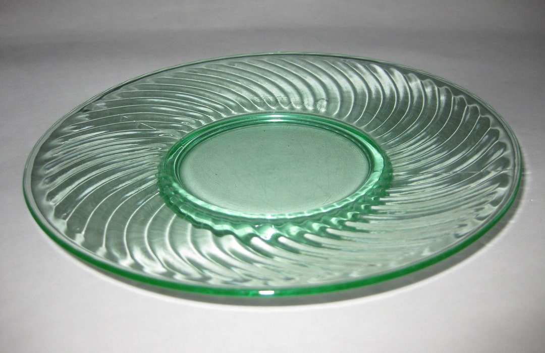 Green Depression Plate Swirl 8 Vintage - Etsy