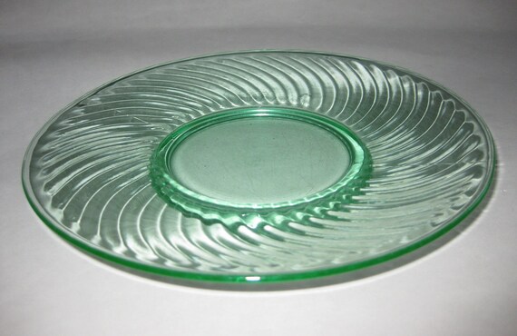 Green Depression Plate Swirl 8 Vintage - Etsy