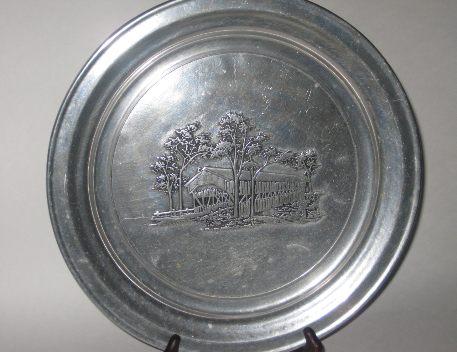 Pewter Plate Covered Bridge RWP Wilton Columbia Vintage - Etsy