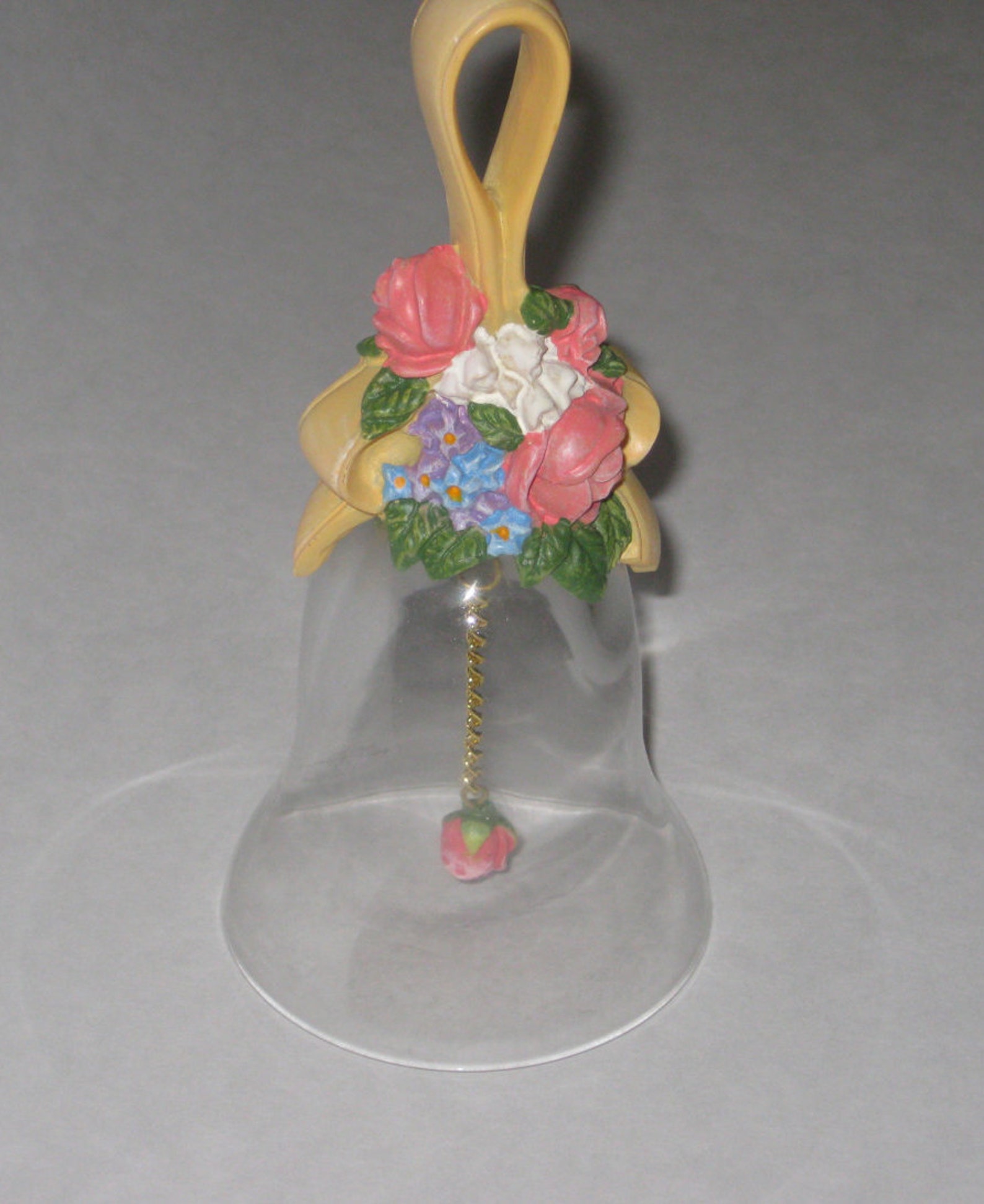 Avon Glass Crystal Bell Old Stock Original Box 1989 Floral Bouquet ...
