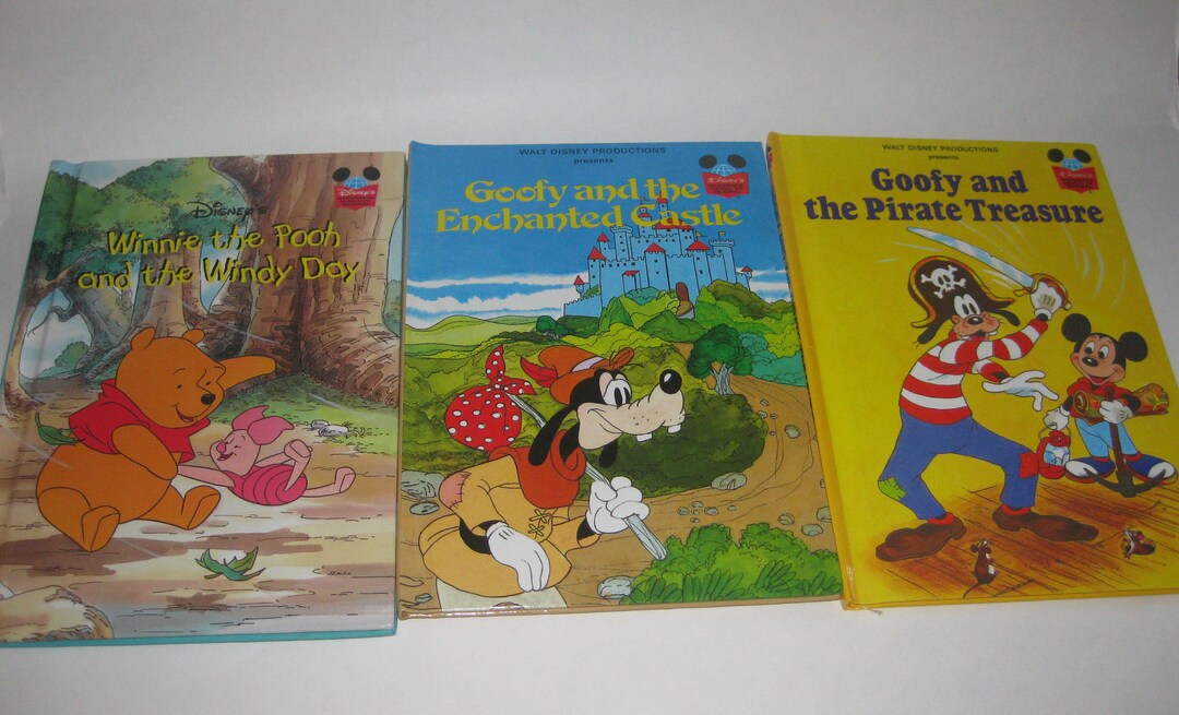 Disney Book Lot 3 Goofy Mickey Winnie Wonderful World of Reading 1980's ...