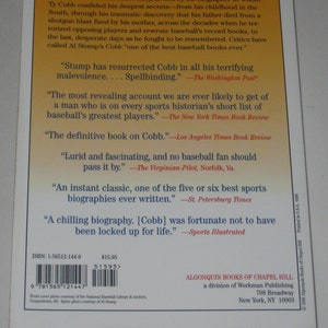Cobb by Al Stump Baseball Biography 1996 Paperback Vintage - Etsy