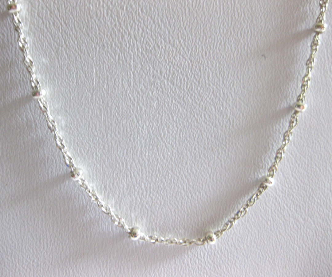 925 Silver Beaded Chain Necklace Italy Sterling 24 - Etsy