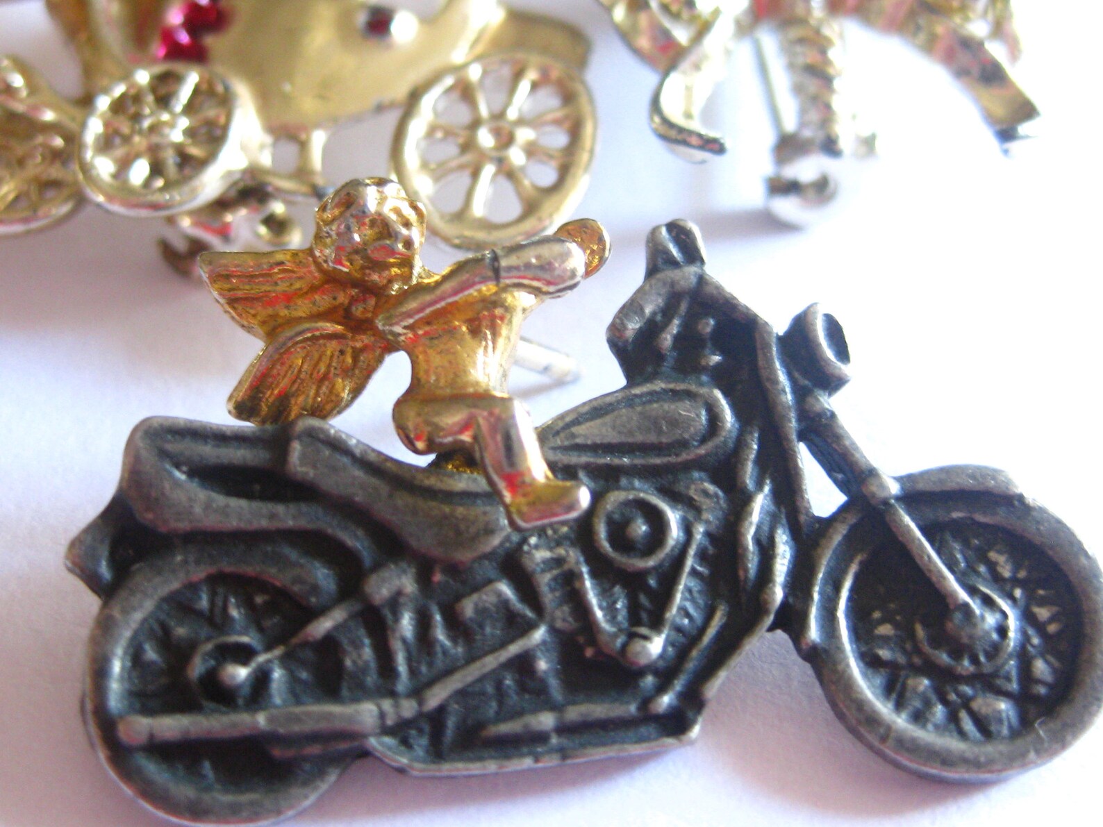 Brooch Lot Figural Motorcycle Angel Butterfly Horse Carriage | Etsy