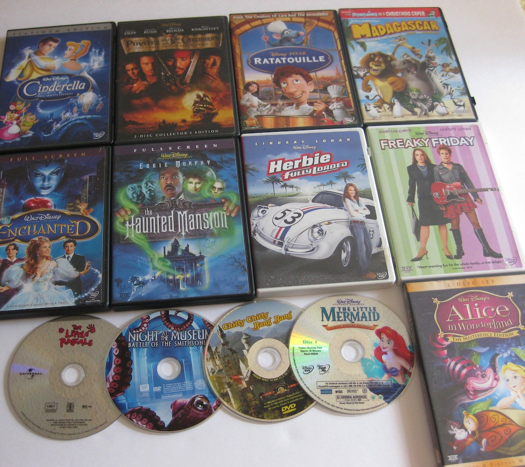 Disney DVD Lot Alice Cinderella Enchanted Ratatouille Pirates Herbie ...