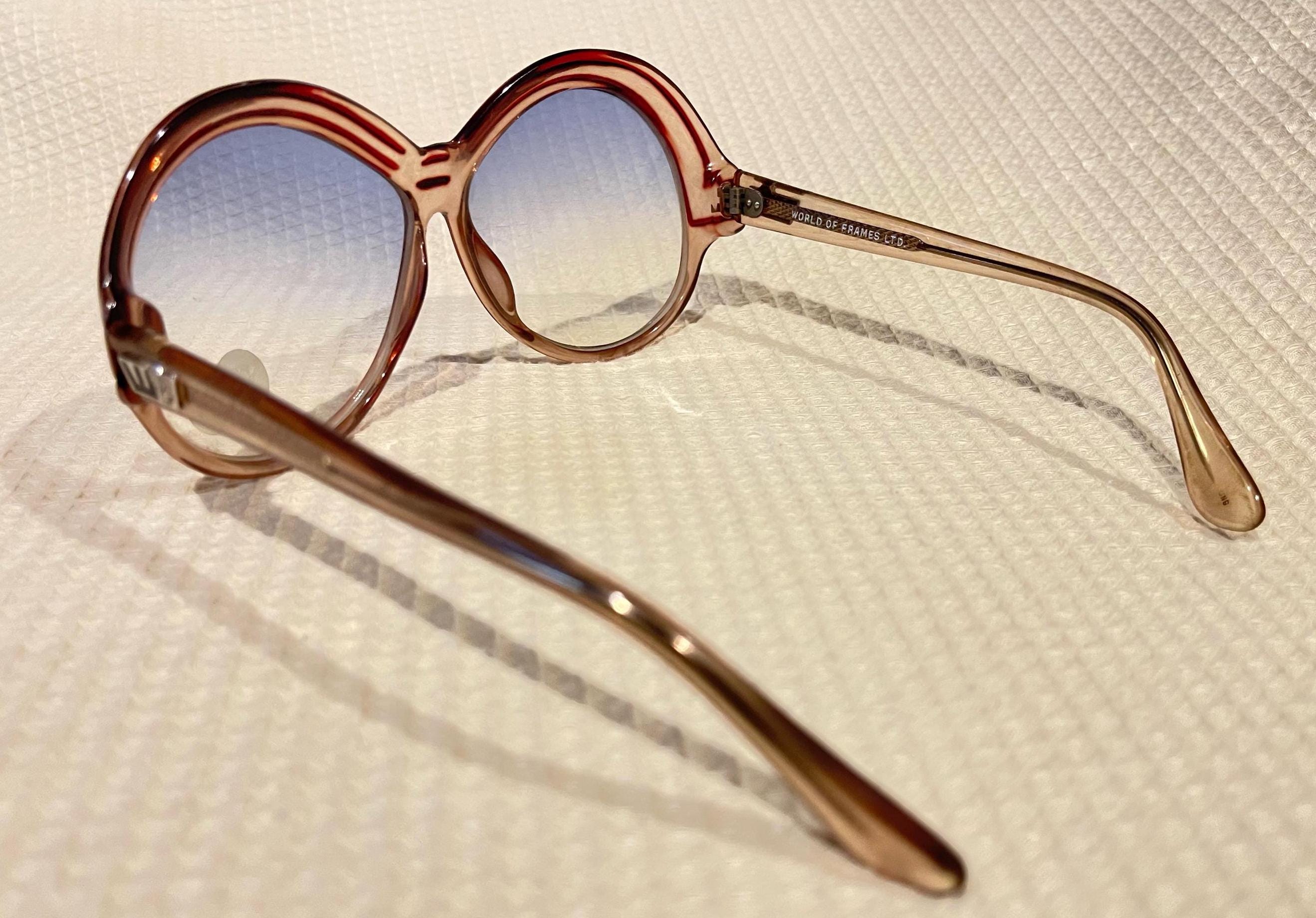 Vintage 1980s Sunglasses – World of Frames Brown Gradient Blue Lens ...
