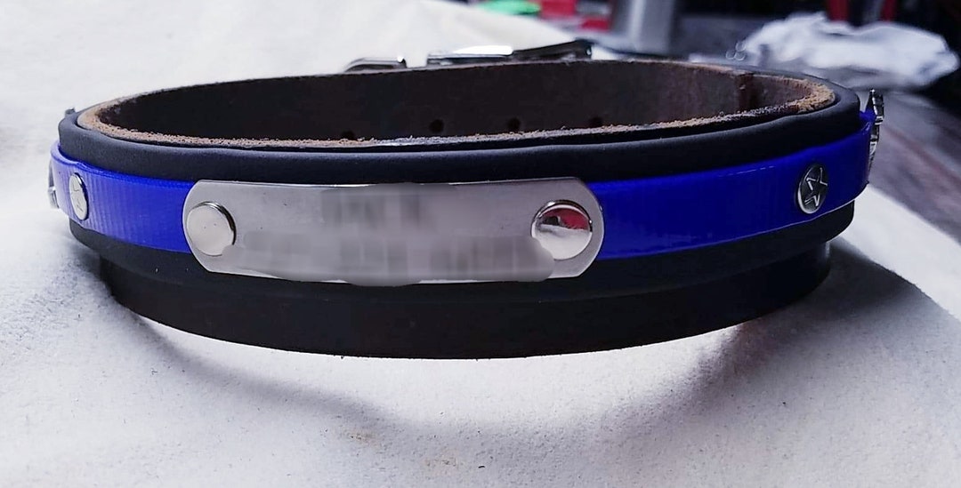 1" Wide Thin Blue Line Leather or Biothane Dog Collar - Etsy