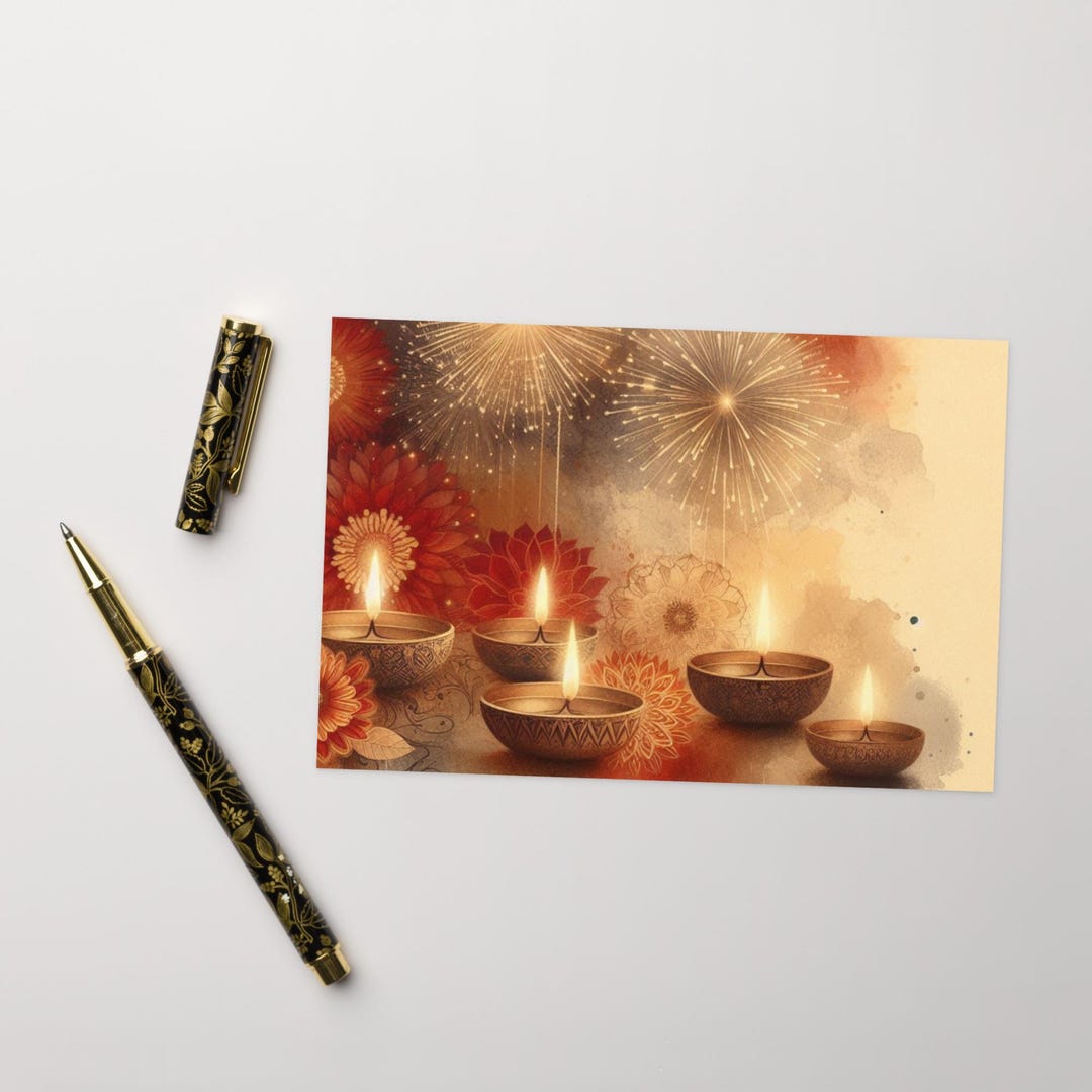 Diwali Firework Diyas Celebration Blank Greeting Card - Etsy
