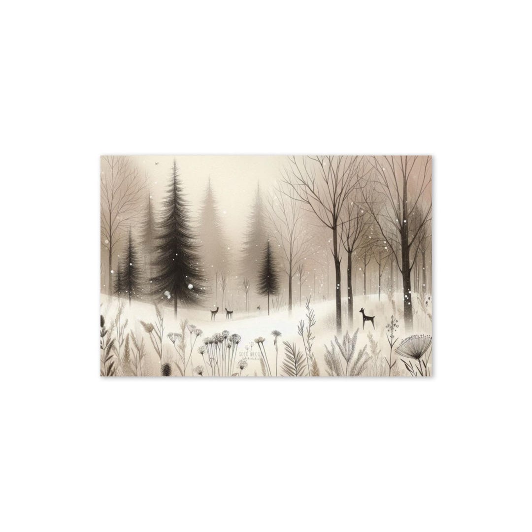 Enchanted Forest Winter Animals Greeting Card – Blank Holiday Card ...