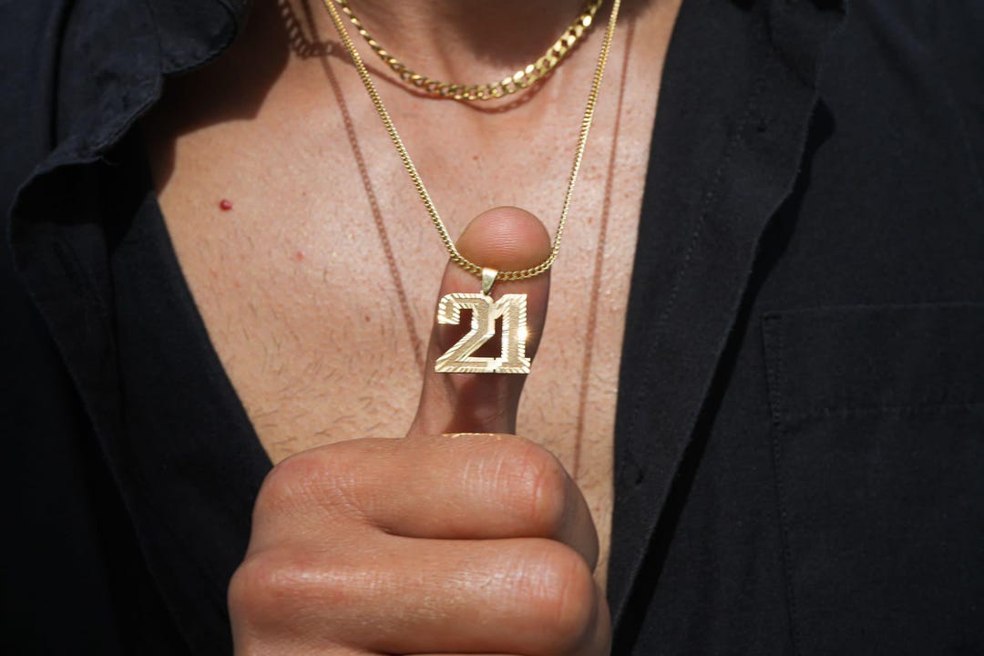 Custom Number Mens Necklace, Frosted Sports Fan Baseball Necklace ...