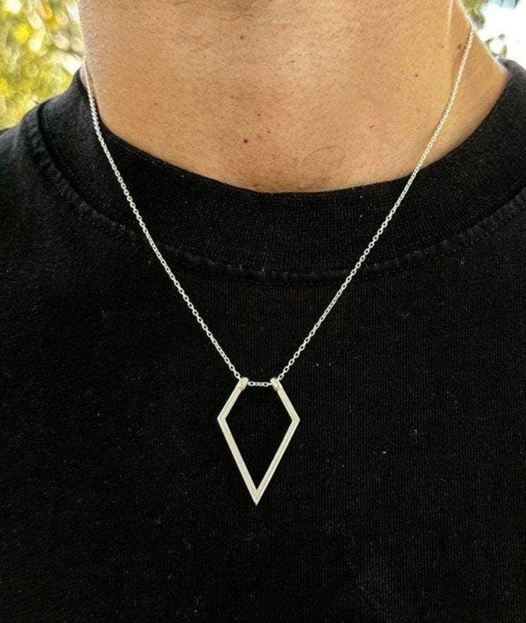 Ring Holder Necklace Mens, Geometric Engagement Ring Keeper Necklace ...