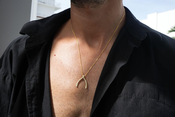 Mens Necklace Ring Holder Gold Cable Wishbone Engagement Ring Keeper Necklace Ring Keeper Pendant Secure Ring Necklace Doctor Ring Holder Etsy