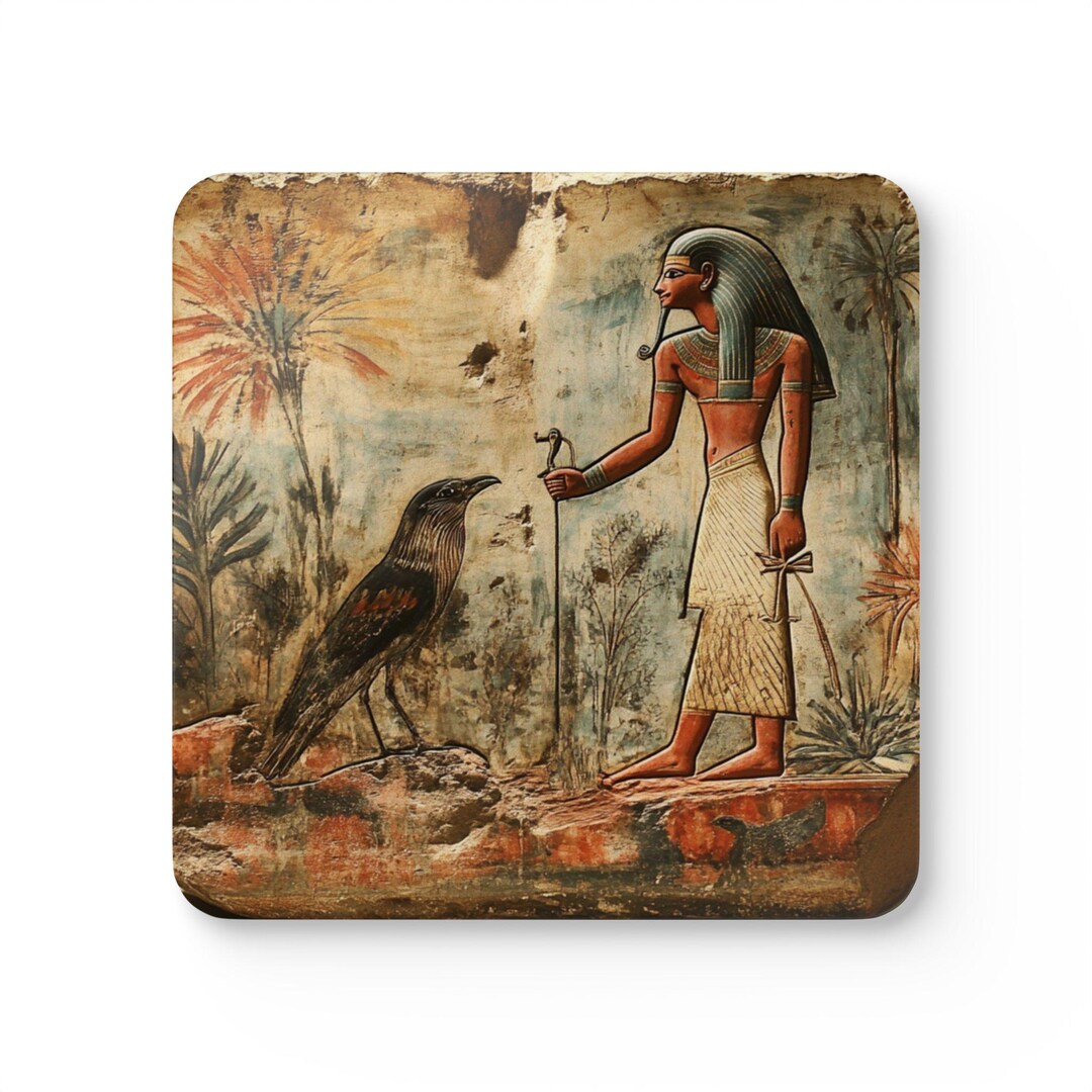 Egyptian Art Coaster Set: Ancient Theme Corkwood Drinks Coasters - Etsy
