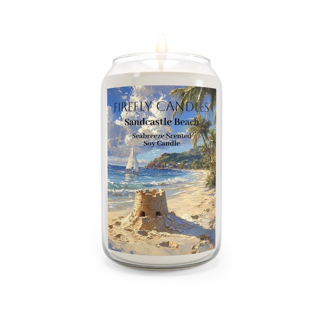 Scented Candle, Sandcastle Beach Seabreeze-scented Candle, Ocean Breeze ...