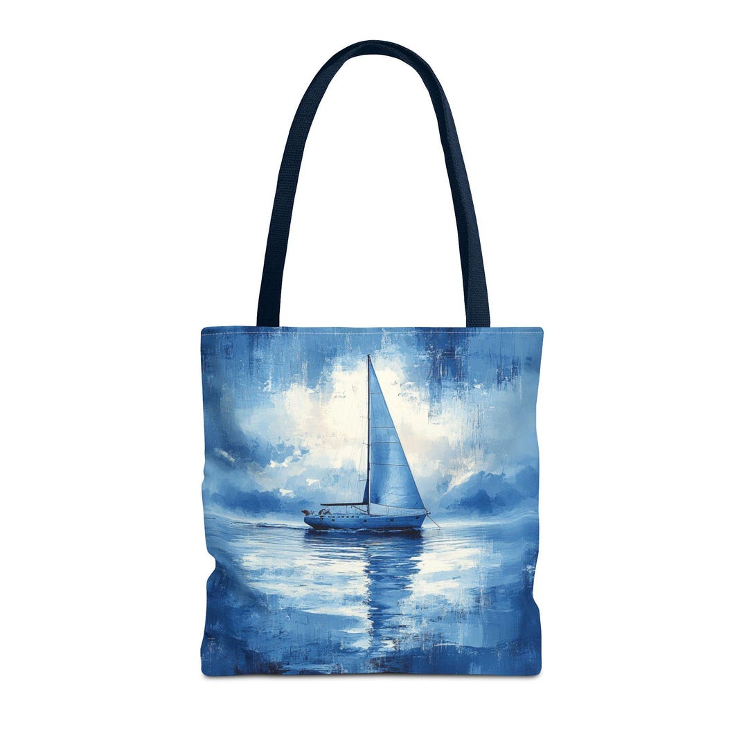Sailboat Tote Bag: Blue Ocean Design - Nautical Beach Bag - Etsy