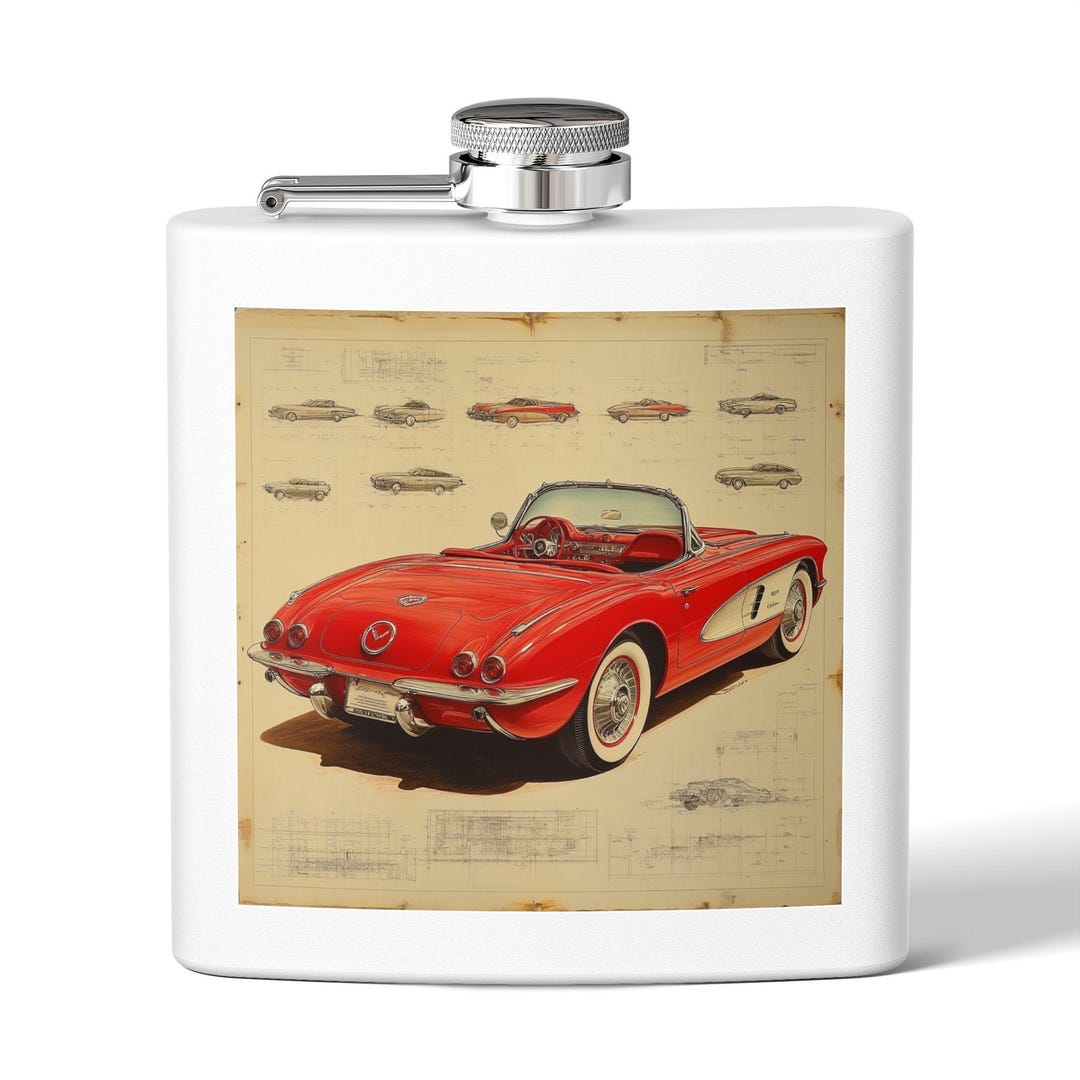 Vintage Car Stainless Steel Flask: 6oz Powder-coated Hip Flask - Etsy