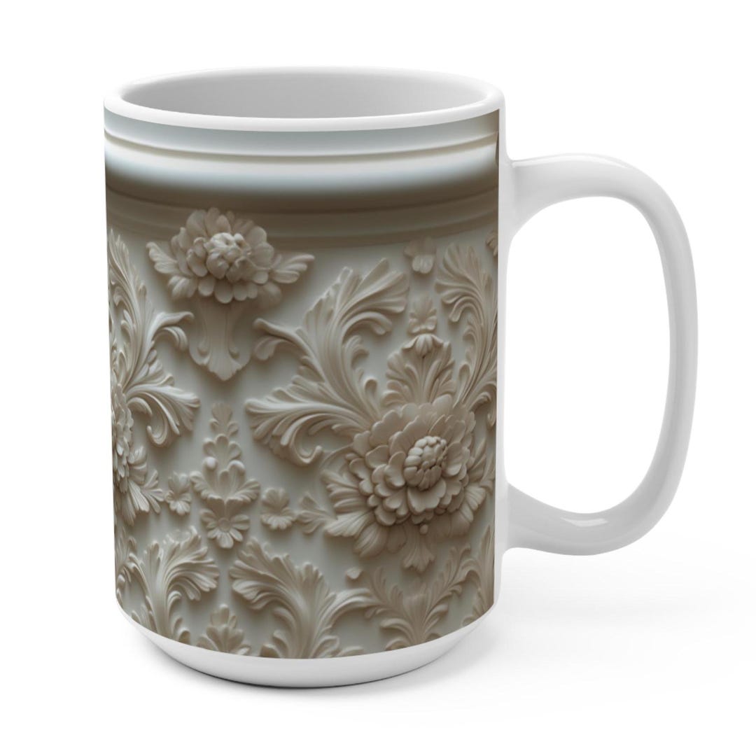 Coffee Cup - Greek Style Design of a Marble Carving, Elegant Ceramic ...