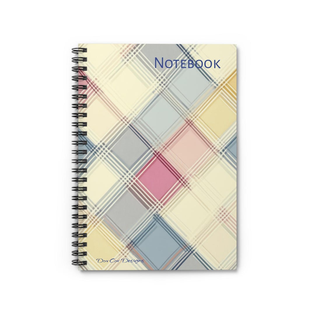 Pastel Plaid Spiral Notebook - Stylish Journal for Students and ...